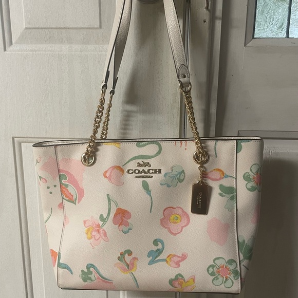 Coach | Bags | Coach Floral Print Tote Bag White | Poshmark